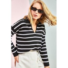 Bianco Lucci Pullover in Schwarz/ Wei&szlig; - 56% | Damen-pullover-cardigans
