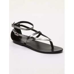 Les BAGATELLES Leder-Zehensandalen "Mosholu" in Silber - 61% | Gr&ouml;&szlig;e 37 | Damen-sandalen