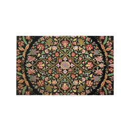 Madre Selva Teppich "Old Mandala" in Schwarz/ Gelb/ Gr&uuml;n - (B)178 x (H)135 cm - 68% |