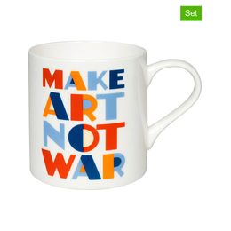 K&ouml;nitz K&ouml;nitz 2er-Set: Kaffeetassen "Make Art Not War" in Wei&szlig;/ Bunt - 385 ml - 58% | Gedeckter-tisch