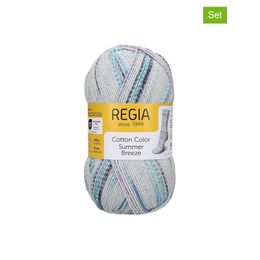 Regia 5er-Set: Baumwoll-Mixgarne ''Cotton Color'' in Beige/ Blau/ Hellblau - 5x 100 g - 44% | Kreativbedarf-diy