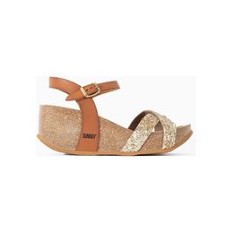 Sunbay Leder-Keilsandaletten in Camel/ Gold - 67% | Gr&ouml;&szlig;e 37 | Damen-sandalen