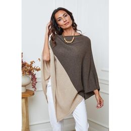 So Cachemire Poncho "Kordeva" in Beige/ Taupe - 72% | Gr&ouml;&szlig;e S | Damenjacken