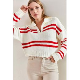Bianco Lucci Pullover in Wei&szlig;/ Rot - 62% | Damen-pullover-cardigans
