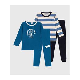 Petit Bateau 2er-Set: Pyjamas in Blau/ Schwarz - 50% | Gr&ouml;&szlig;e 86 | Baby-waesche