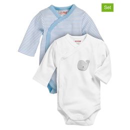 Playshoes 2er-Set: Bodys in Hellblau/ Wei&szlig; - 41% | Gr&ouml;&szlig;e 62 | Baby-bodys