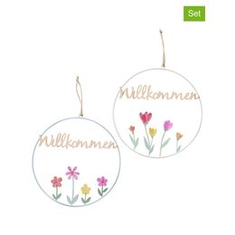Boltze 2er-Set: Dekoanh&auml;nger "Bl&uuml;mi" in Beige/ Hellblau - (L)30 cm - 33% | Wohndekoration