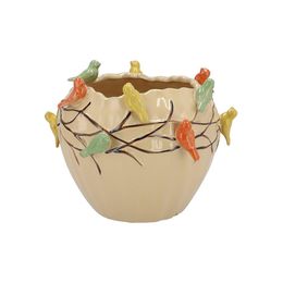 daan kromhout Blumentopf "Bird" in Beige/ Bunt - (H)20 x &Oslash; 26 cm - 66% | Kerzen-vasen