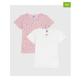 Petit Bateau 2er-Set: Shirts in Rosa/ Wei&szlig; - 48% | Gr&ouml;&szlig;e 86 | Baby-shirts