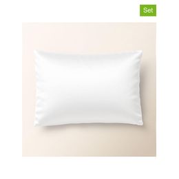 Pierre Cardin 2er-Set: Satin-Kissenh&uuml;llen "Iris" in Wei&szlig; - 54% | Gr&ouml;&szlig;e 50x80 cm | Dekokissen