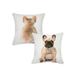 MARS & MORE Mars & More Kissen "French Bulldog" in Hellbraun/ Wei&szlig; - (L)33 x (B)33 cm - 23% | Dekokissen