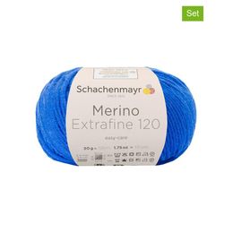 Schachenmayr since 1822 10er-Set: Wollgarne ''Merino Extrafine 120'' in Blau - 10x50 g - 47% | Kreativbedarf-diy