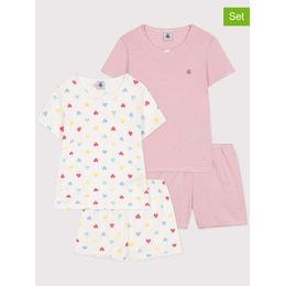 Petit Bateau 2er-Set: Pyjamas in Wei&szlig;/ Rosa - 49% | Gr&ouml;&szlig;e 92 | Baby-waesche