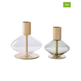 House Nordic 2er-Set: Kerzenhalter in Transparent/ Beige - 55% | Kerzen-vasen