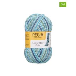 Regia 5er-Set: Mixgarne ''Energy Flow Color'' in Blau/ Hellblau/ Gr&uuml;n - 5x 100 g - 45% | Kreativbedarf-diy