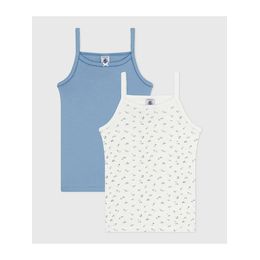 Petit Bateau 2er-Set: Hemdchen in Creme/ Hellblau - 48% | Gr&ouml;&szlig;e 86 | Baby-waesche