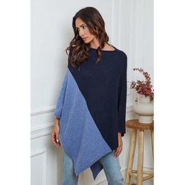 So Cachemire Poncho "Kordeva" in Dunkelblau/ Blau - 69% | Gr&ouml;&szlig;e L | Damenjacken