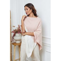 So Cachemire Poncho "Kordeva" in Rosa/ Wei&szlig; - 71% | Gr&ouml;&szlig;e M | Damenjacken