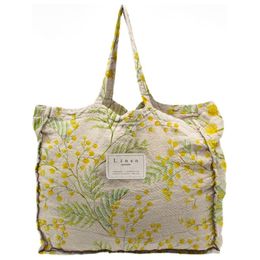 Madre Selva Shopper "Mimosa" in Beige/ Gelb - (B)42 x (H)36 x (T)7 cm - 50% | Herrentaschen