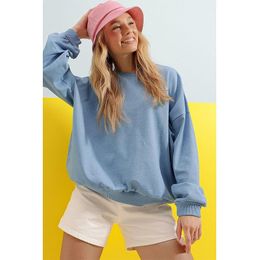 Trend Ala&ccedil;atı Stili Sweatshirt in Hellblau - 57% | Gr&ouml;&szlig;e L | Damen-sweatshirts-jacken