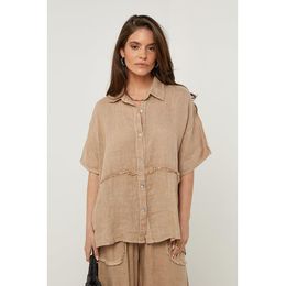 Rodier Lin Leinen-Hemd in Camel - 69% | Gr&ouml;&szlig;e M/L | Damen-blusen