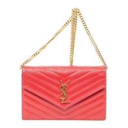 Yves Saint Laurent Leder-Umh&auml;ngetasche in Rot - (B)19 x (H)12 x (T)2 cm - 55% | Damen-taschen