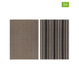 Maku 2er-Set: Geschirrt&uuml;cher in Beige/ Schwarz - (L)70 x (B)50 cm - 12% | Tischwaesche
