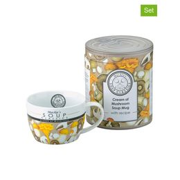 BIA INTERNATIONAL 2er-Set: Jumbotassen ''Mackie's Soup - Mushroom'' in Hellbraun/ Gelb - 650 ml - 15% | Gedeckter-tisch