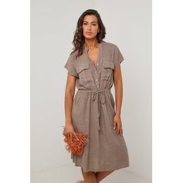 Le Monde du Lin Leinen-Kleid in Beige - 79% | Gr&ouml;&szlig;e 36/38 | Damen-kleider