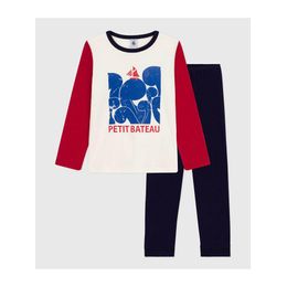 Petit Bateau Pyjama in Wei&szlig;/ Rot/ Dunkelblau - 35% | Gr&ouml;&szlig;e 140 | Kinder-waesche