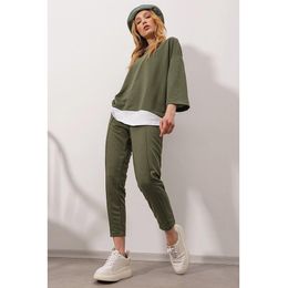 Trend Ala&ccedil;atı Stili 2tlg. Outfit in Khaki - 42% | Gr&ouml;&szlig;e S | Damen-sweatshirts-jacken