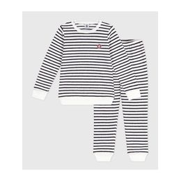 Petit Bateau Pyjama in Wei&szlig;/ Dunkelblau - 50% | Gr&ouml;&szlig;e 128 | Kinder-waesche