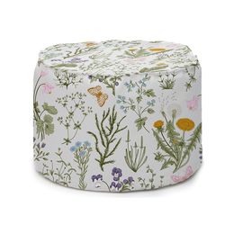 Madre Selva Pouf "Botanical" in Gr&uuml;n/ Bunt - (H)55 x &Oslash; 45 cm - 55% | Sitzmoebel