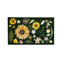 Madre Selva Fu&szlig;matte "Watercolor Flowers" in Dunkelgr&uuml;n/ Bunt - (L)70 x (B)40 cm - 50% | Teppiche-fussmatten