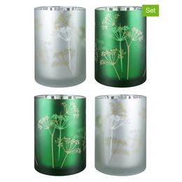 Gilde 4er-Set: Windlichter "Pusteblume"" in Gr&uuml;n/ Silber - (H)18 x &Oslash; 12 cm - 41% | Kerzen-vasen
