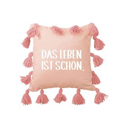 Folkifreckles Kissen "Leben" in Rosa - (L)45 x (B)45 cm - 22% | Dekokissen