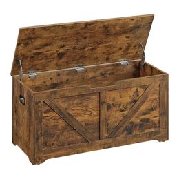 Boxxx Truhe Vasagle, Braun, Holzwerkstoff, Vintage, 100x46x40 cm, Tragegriff, Deckel aufklappbar, Ordnen & Aufbewahren, Truhen