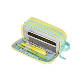 Herlitz Sch&uuml;leretui Doppelfaulenzer Neon Polyester 235x75mm mint/gelb | Gr.: onesize
