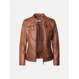 KOROSHI Damen-bikerjacke aus kunstleder in braun | Gr.: M