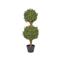 Beliani Kunstpflanze BUXUS BALL TREE in Gr&uuml;n/Schwarz/Braun | Gr.: onesize