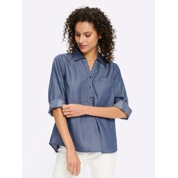 Heine Langarm-Bluse in jeansblau | Gr.: 50