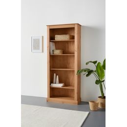 B&uuml;cherregal Home Affaire "Liotta", beige (natur gebeizt, gewachst), B:77cm H:180cm T:31cm, Massivholz, Regale, B&uuml;cherregal, mit 4 verstellbare Einlegeb&ouml;den, aus massivem Kiefernholz