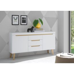 Sideboard Inosign "Torge, Anrichte, Kommode, Schubladenschrank", wei&szlig;, B:160cm H:83cm T:40cm, FSC-zertifizierter Holzwerkstoff, Sideboards, Sideboard, abgeschr&auml;gte F&uuml;&szlig;e, drei Farben, Scandi Design, 160 cm breit