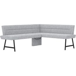 Eckbank Home Affaire "Sava", grau (hellgrau (neve 85)), B:211cm H:84cm, 100% PES, Sitzb&auml;nke, Eckbank, mit Wellenfederung im Sitz