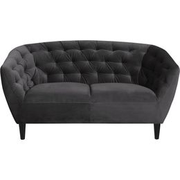 2-Sitzer ACTONA GROUP "Ria Sofa, Couch, Doppelsofa, Loveseat", grau (dunkelgrau), B:150cm H:78cm T:84cm, Sofas, Samtstoff, Massivholz-Beine, Taschenfederkern, Tufting, mit Armlehnen