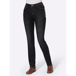 5-Pocket-Jeans Casual Looks, Damen, Gr. 80, Langgr&ouml;&szlig;en, schwarz (schwarz, denim), 79% Baumwolle, 19% Polyester, 2% Elasthan, unifarben, lang, Jeans 5-Pocket-Jeans