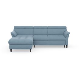 Sit & More Ecksofa SIT & MORE "Marano L-Form", blau (hellblau), B:257cm T:166cm, 98% Polyester, 2% Polyamid, Sofas, Ecksofa, inklusive Kopfteilverstellung, wahlweise mit Bettfunktion, Bettkasten