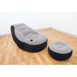 Luftsessel Intex "Ultra Lounge Ottomane", grau (grau, schwarz), Luftbetten, B/H/L: 99cm x 76cm x 130cm, Vinyl, B:99cm H:76cm L:130cm