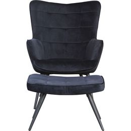 Sessel ByLiving "Uta", schwarz, B:60cm H:97cm T:80cm, 100% Polyester, Sessel, Sessel, wahlweise mit oder ohne Hocker, in Cord, Samt oder Webstoff