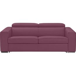 2,5-Sitzer Egoitaliano "Cabiria, Design und super Sitzkomfort", lila (violett), B:226cm H:97cm T:103cm, Sofas, inkl. manuell verstellbarer Kopfst&uuml;tzen, mit Metallf&uuml;&szlig;en